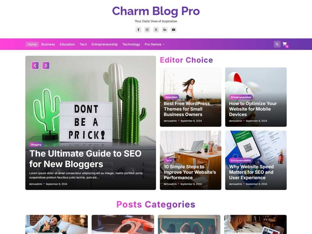 Charm Blog Pro » The WordPress Blog Theme » Ascendoor