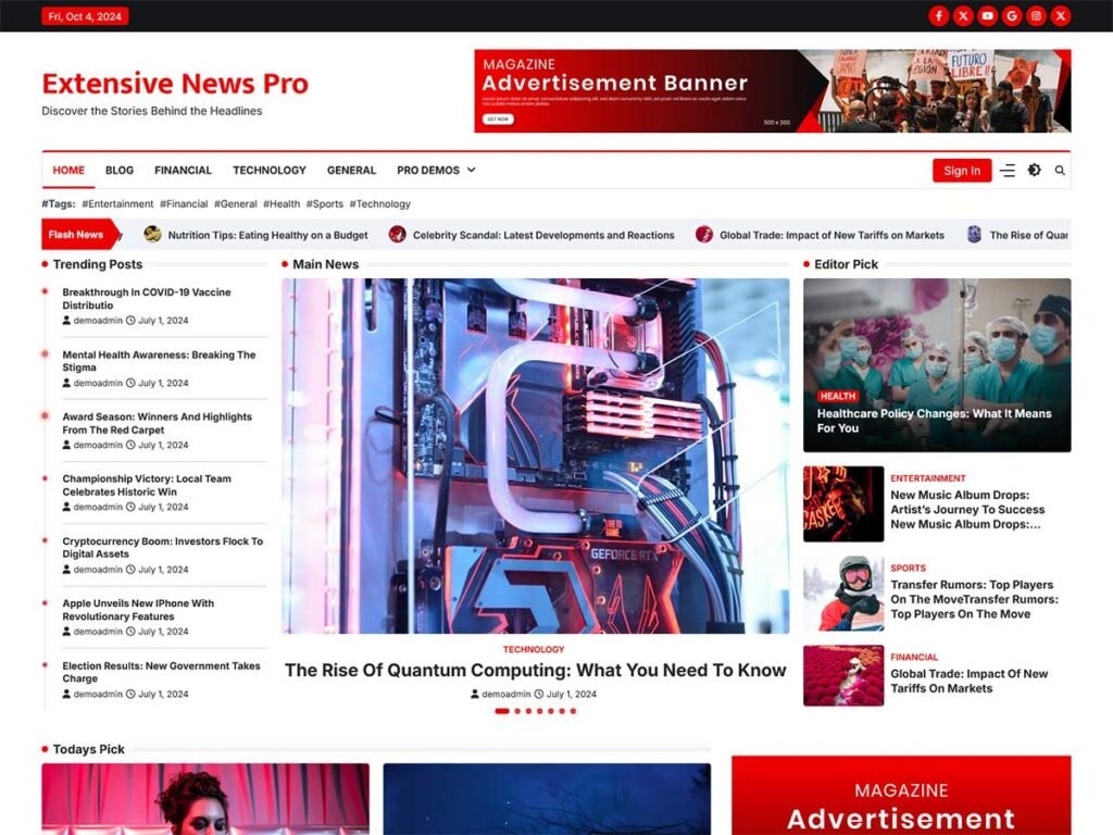 Extensive News Pro » The WordPress Magazine Theme » Ascendoor