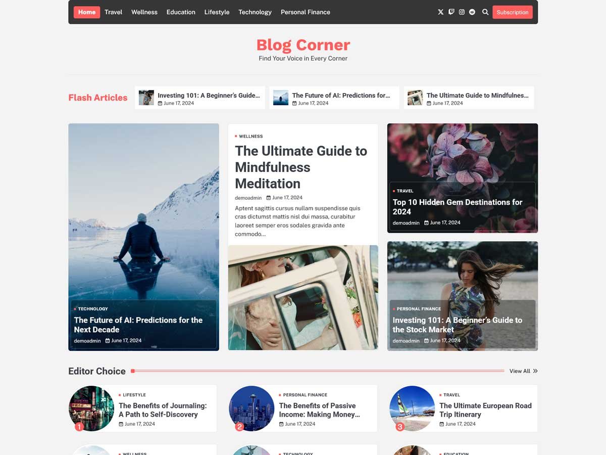 Blog Corner » The WordPress Blog Theme » Ascendoor
